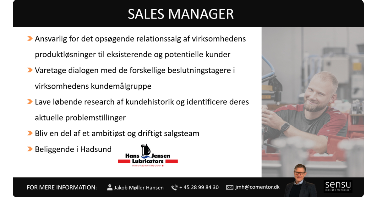 Sales Manager hos Hans Jensen Lubricators